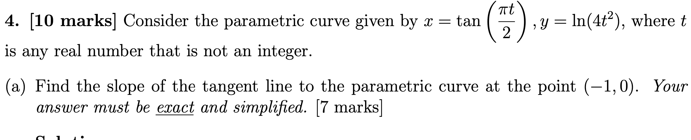 Solved marks] ﻿Consider the parametric curve given by | Chegg.com