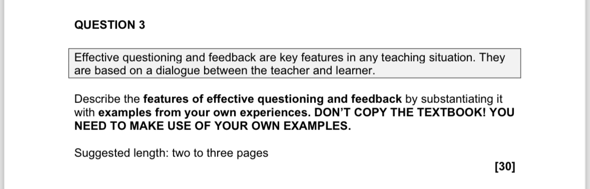 Solved QUESTION 3Effective questioning and feedback are key | Chegg.com