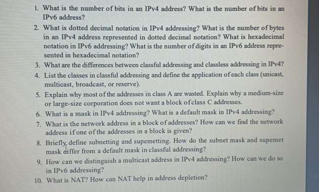 Solved What is the number of bits in an IPv4 ﻿address? What | Chegg.com