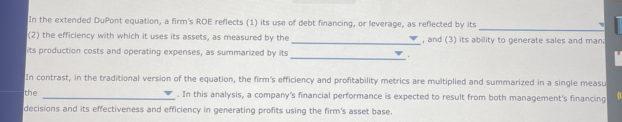 Solved In the extended DuPont equation, a firm's ROE | Chegg.com