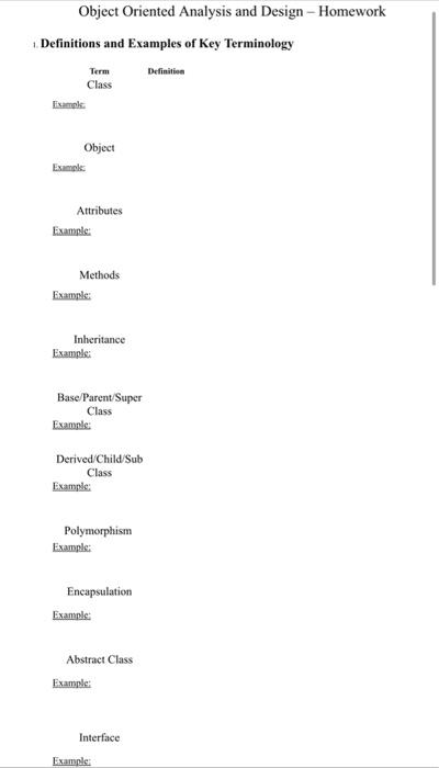 Solved Object Oriented Analysis and Design - Homework 1. | Chegg.com