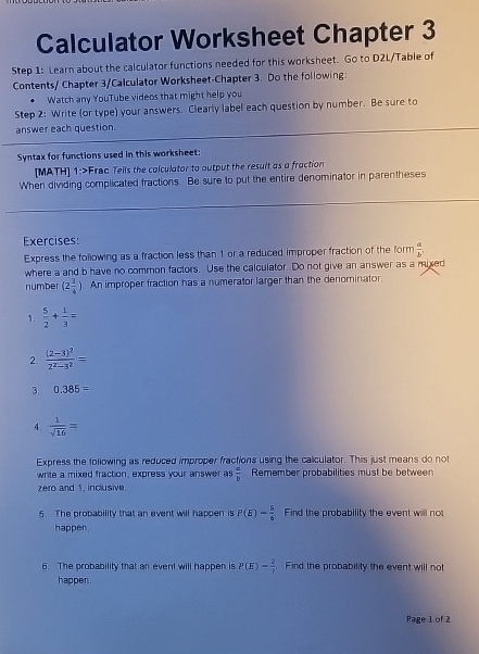 Solved Calculator Worksheet Chapter 3Step 1: Learn about the | Chegg.com