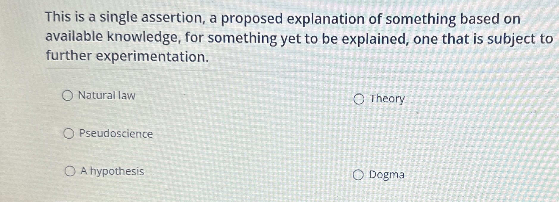 Solved This is a single assertion, a proposed explanation of | Chegg.com