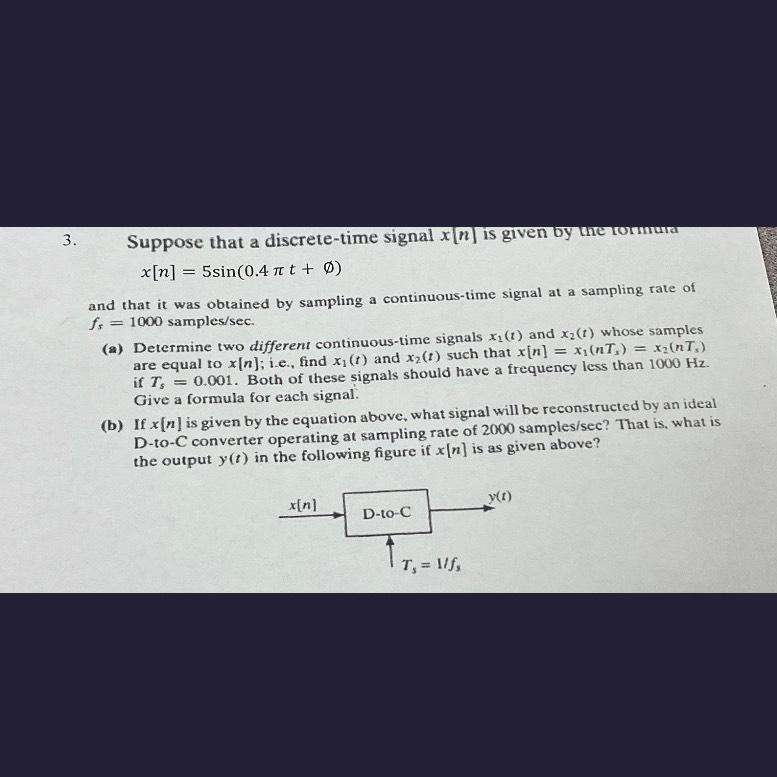 Solved Suppose that a discrete-time signal x[n] ﻿is given by | Chegg.com