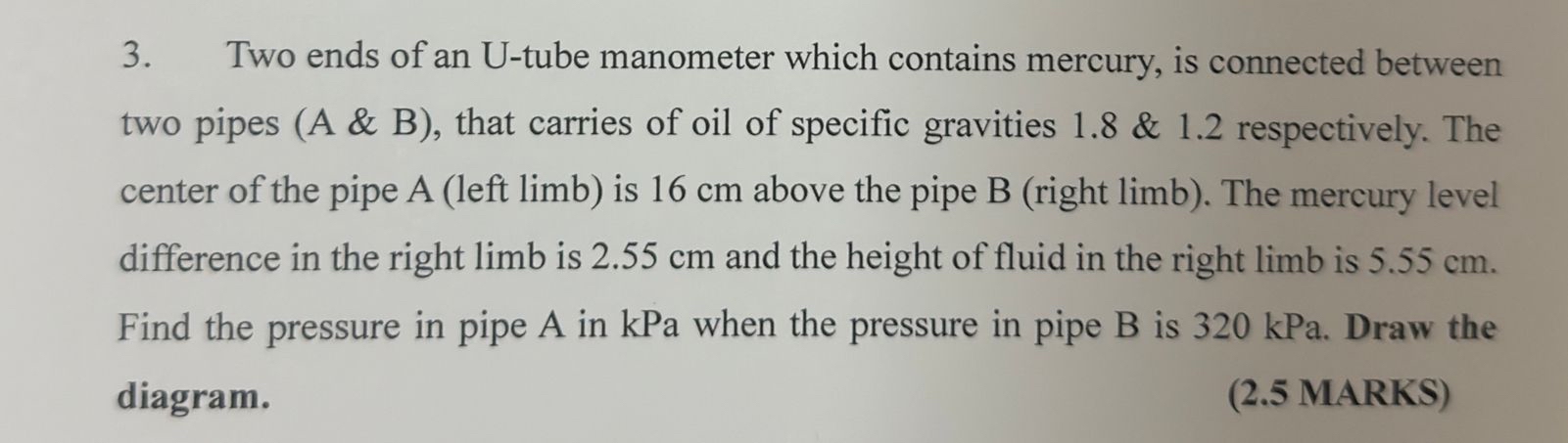How to solve Two ends of an U-tube manometer which | Chegg.com