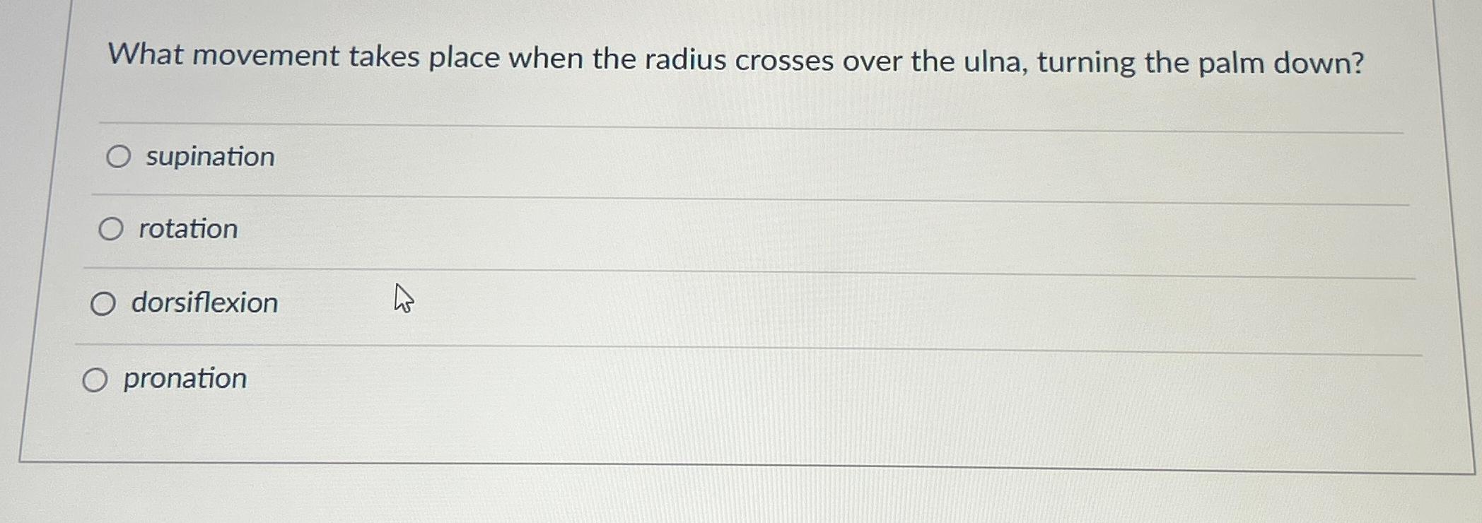 Solved What movement takes place when the radius crosses | Chegg.com