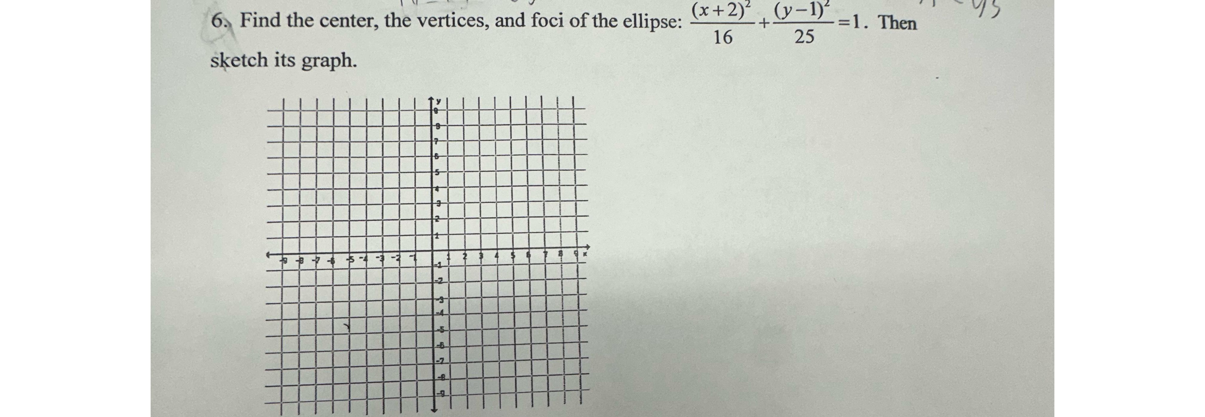 Solved Find the center, the vertices, and foci of the | Chegg.com