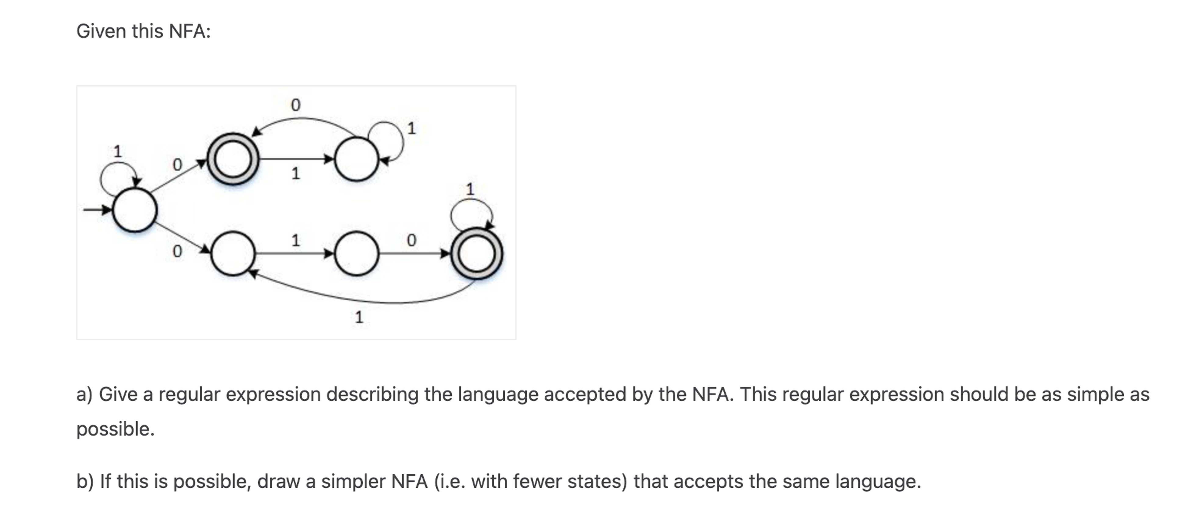 Solved Given this NFA:a) ﻿Give a regular expression | Chegg.com