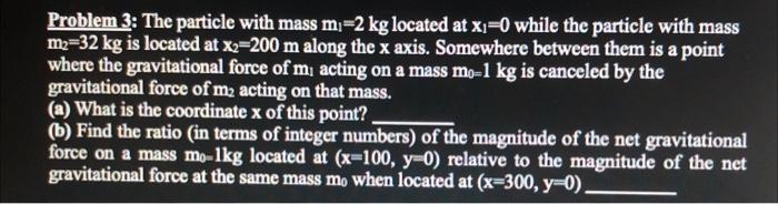 Solved Problem 3: The particle with mass m1=2 kg located at | Chegg.com