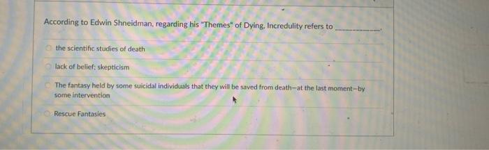 Solved According to Edwin Shneidman, regarding his "Themes" | Chegg.com