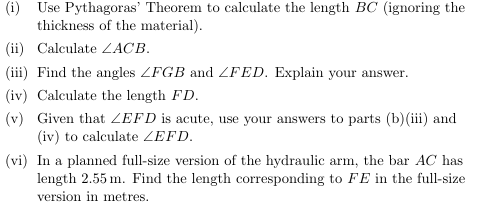 Solved (i) ﻿Use Pythagoras' Theorem to calculate the length | Chegg.com