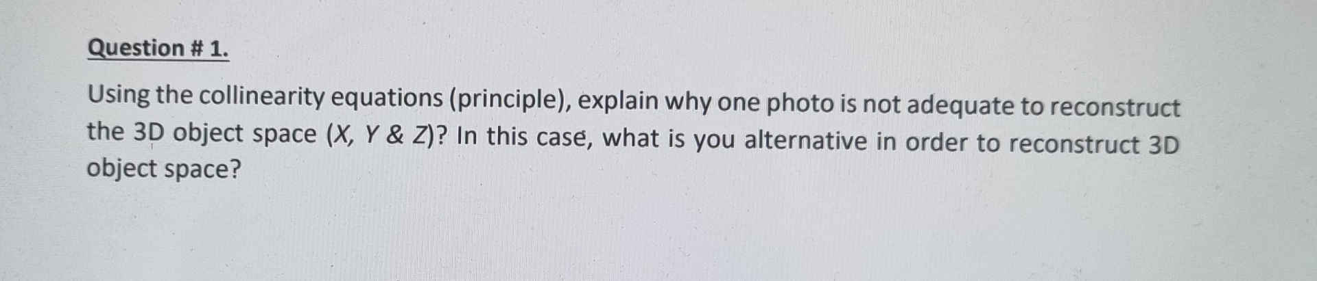 Solved Question # 1.Using the collinearity equations | Chegg.com