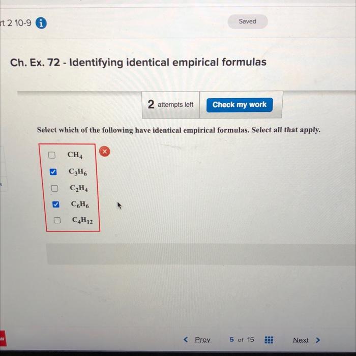 Solved Ch. Ex. 72 - Identifying identical empirical formulas | Chegg.com