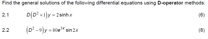 Solved Find the general solutions of the following | Chegg.com