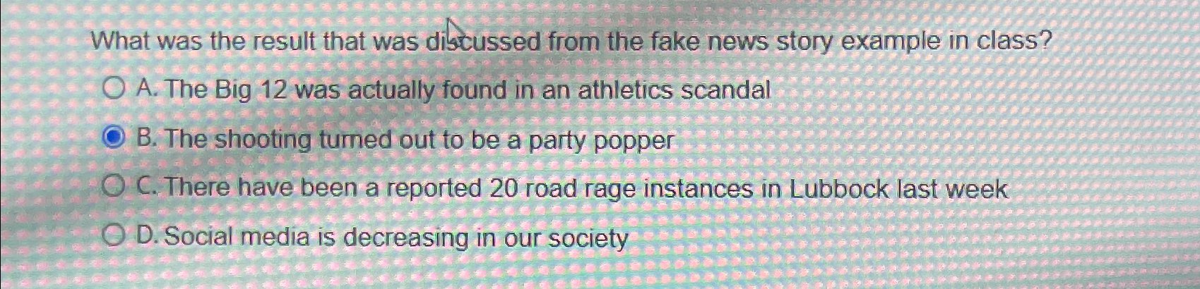 Solved What was the result that was discussed from the fake | Chegg.com