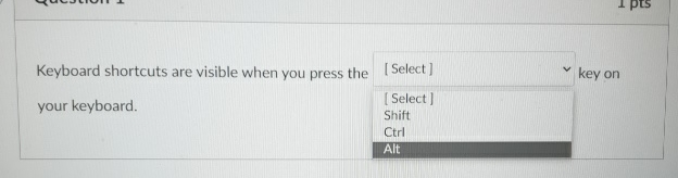 Solved Keyboard shortcuts are visible when you press the | Chegg.com