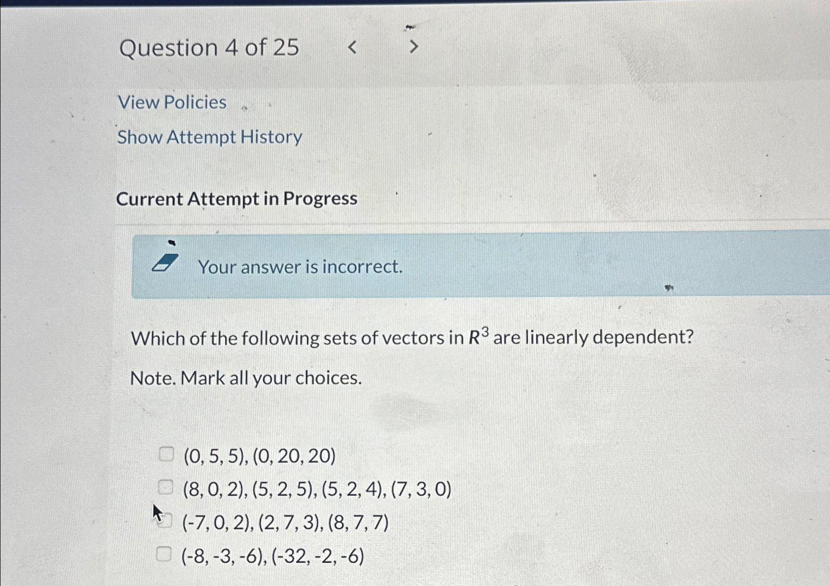 Solved Question 4 ﻿of 25View PoliciesShow Attempt | Chegg.com
