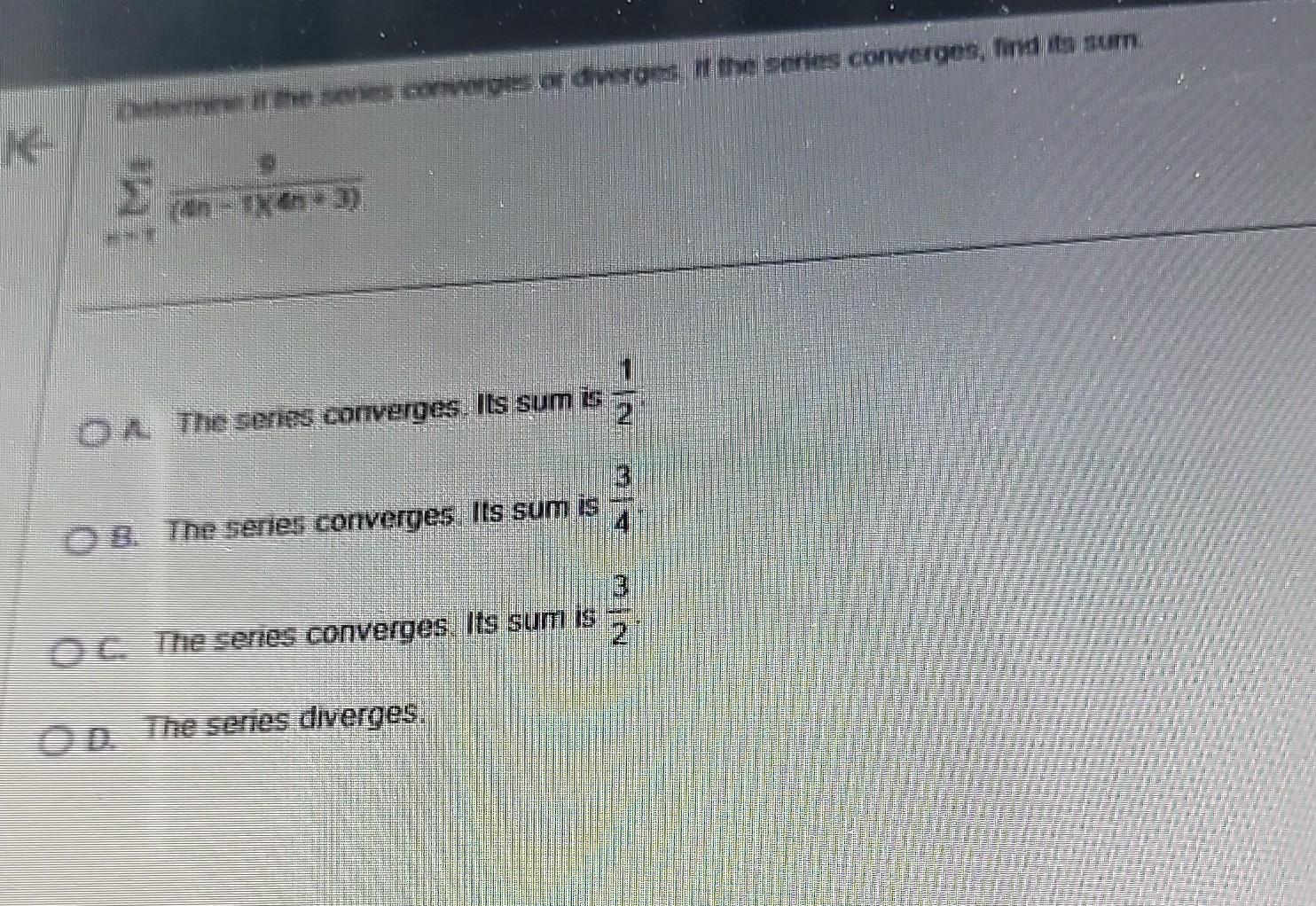 Solved 8. The series converges Its sum is 43 The senes | Chegg.com
