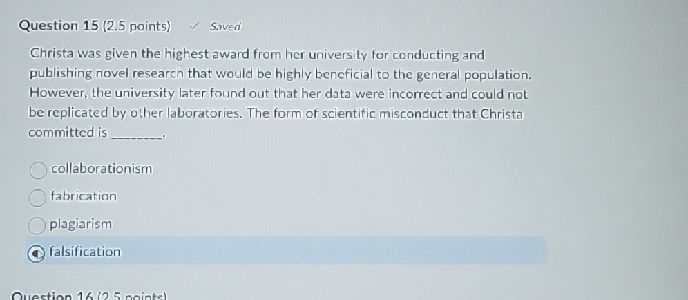 Solved Question 15 (2.5 ﻿points) ﻿SavedChrista was given | Chegg.com