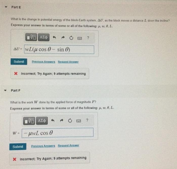 Solved What is the change in potential energy of the | Chegg.com