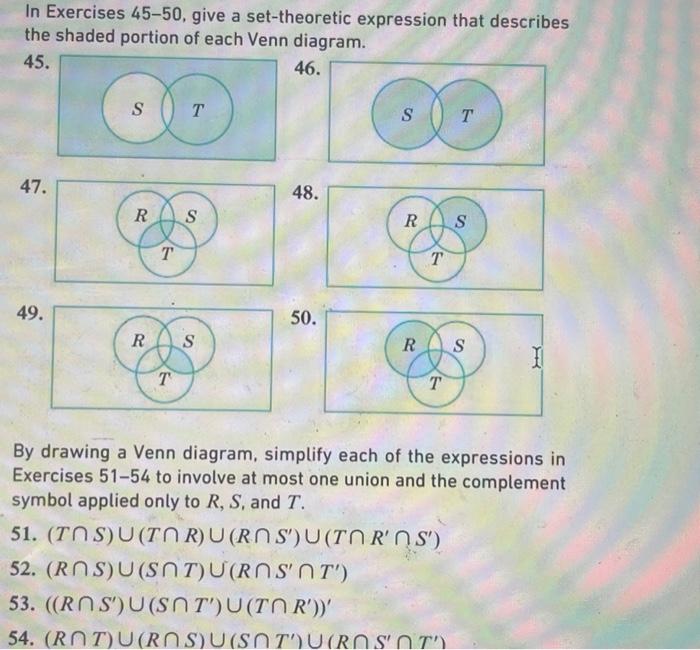 Solved In Exercises 45-50, give a set-theoretic expression | Chegg.com