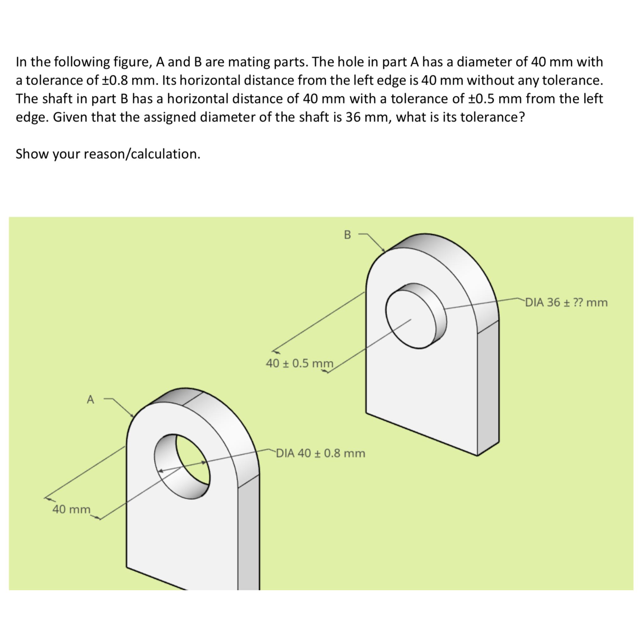 Solved In the following figure, A and B ﻿are mating parts. | Chegg.com