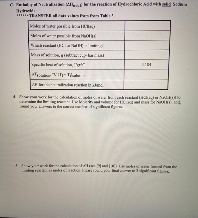 Solved Table 1. Procedure A. Data - Dissolution of Sodium | Chegg.com
