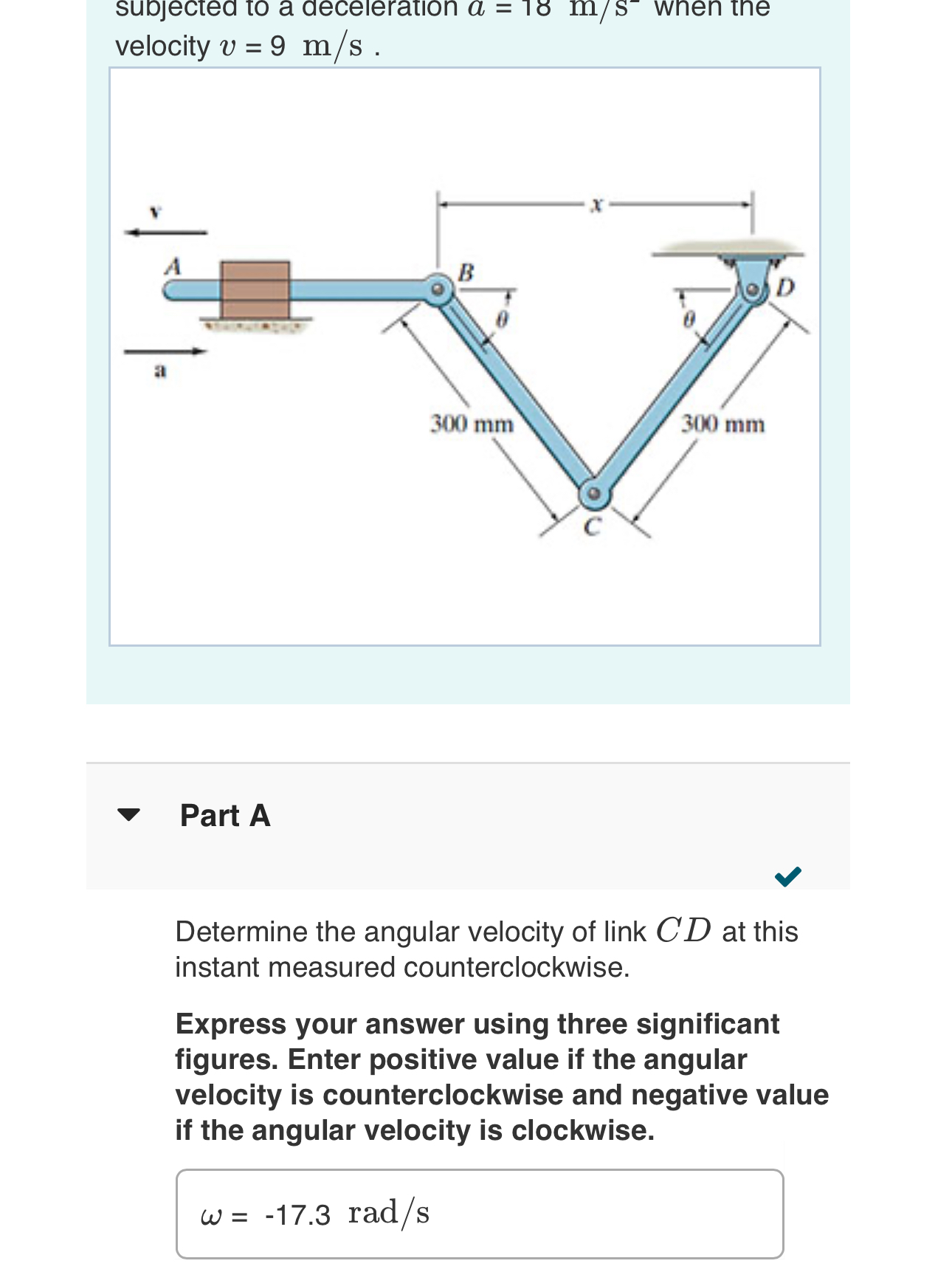 Solved Determine the angular acceleration of link CD at | Chegg.com