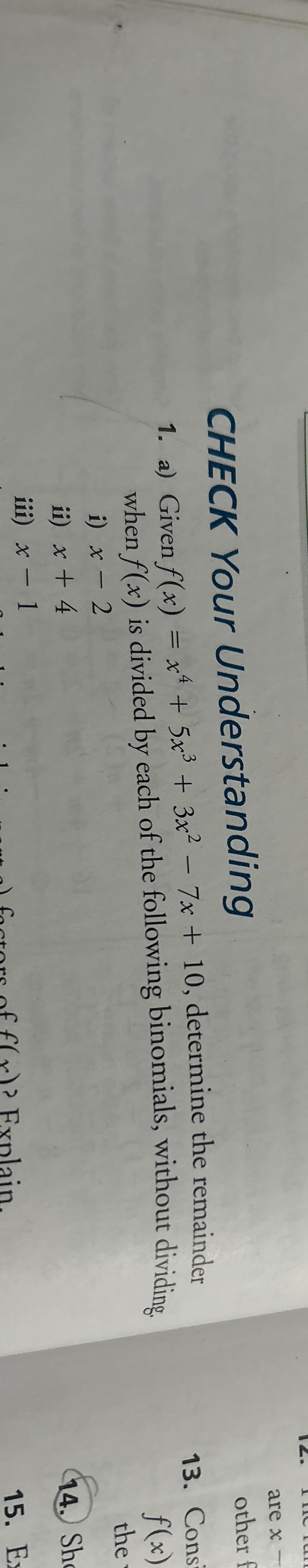 Solved CHECK Your Understandinga) ﻿Given | Chegg.com