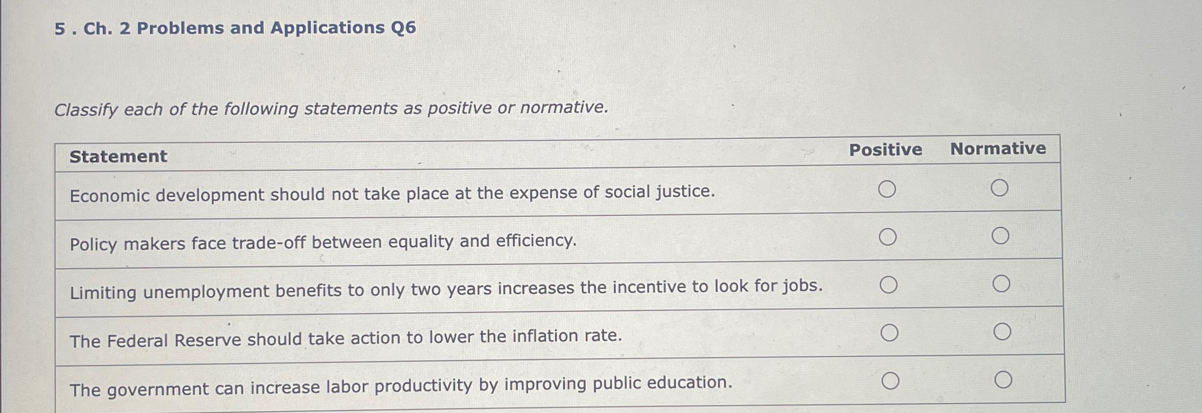 Solved Ch. 2 ﻿Problems and Applications Q6Classify each of | Chegg.com