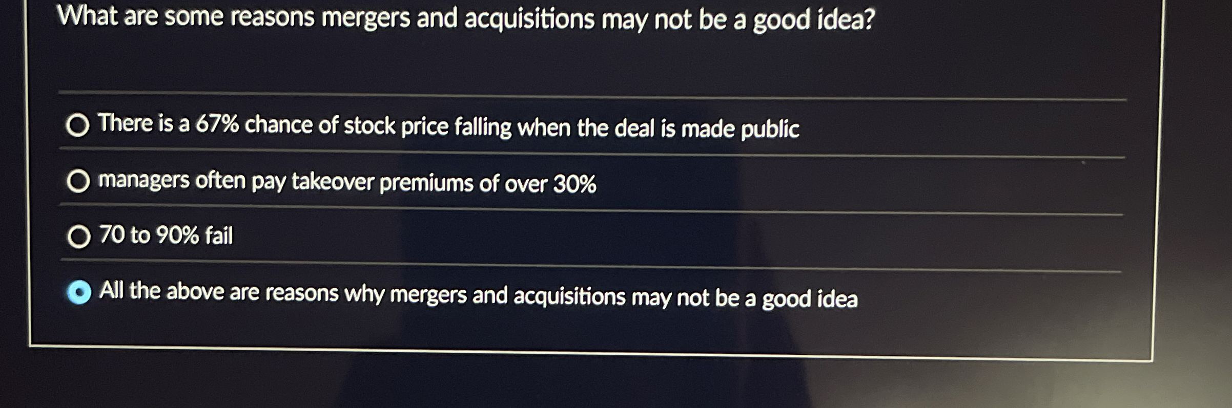 Solved What are some reasons mergers and acquisitions may | Chegg.com