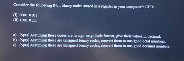 Solved Consider the following 8-bit binary codes stored in a | Chegg.com