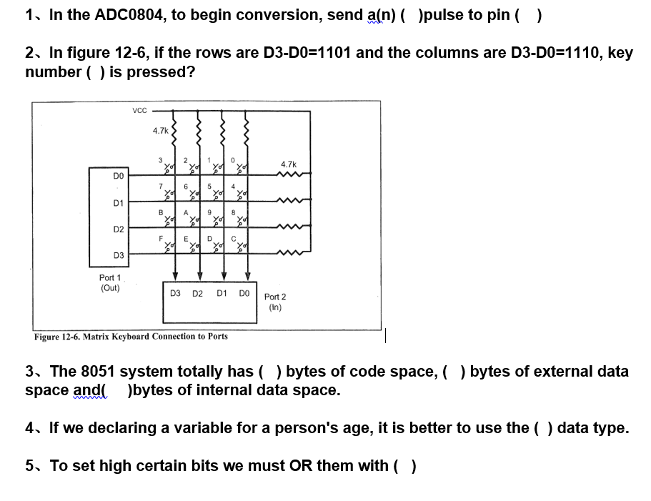 Solved 1. In the ADC0804, to begin conversion, send a(n) | Chegg.com