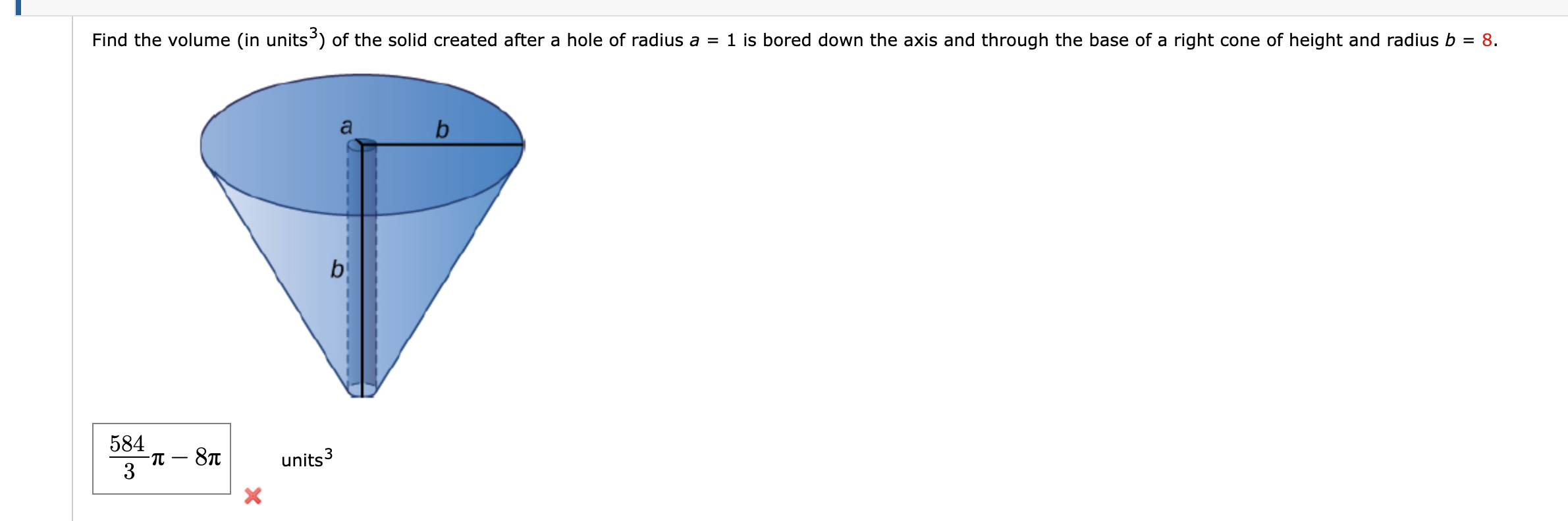 Solved Find the volume (in ﻿units3) of ﻿the solid created | Chegg.com