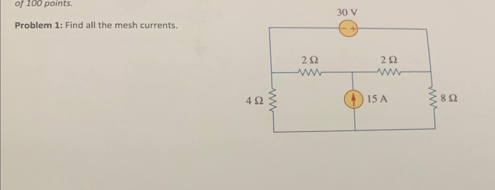 Solved of 100 ﻿points.Problem 1: Find all the mesh currents. | Chegg.com