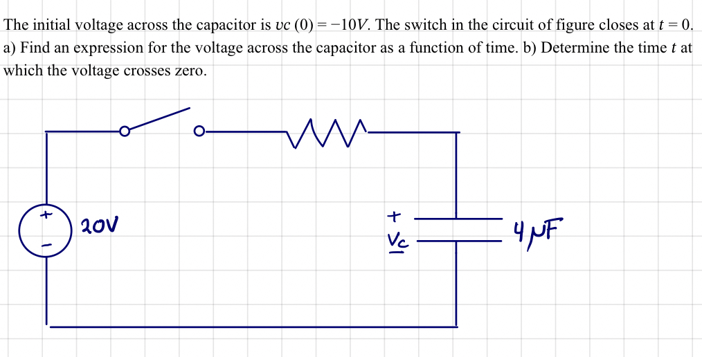 Solved The initial voltage across the capacitor is | Chegg.com