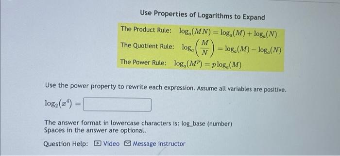 Solved Use Properties of Logarithms to Expand The Product | Chegg.com