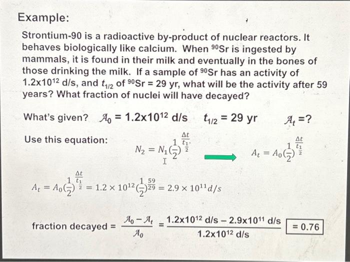 Solved Example: Strontium-90 is a radioactive by-product of | Chegg.com