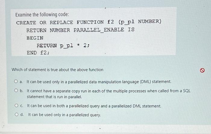 Solved Examine the following code: CREATE OR REPLACE | Chegg.com