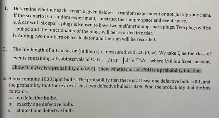 Solved 1. Determine whether each scenario given below is a | Chegg.com