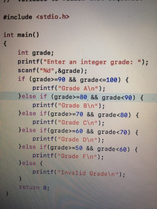 Solved modify this program to count the number of grades | Chegg.com