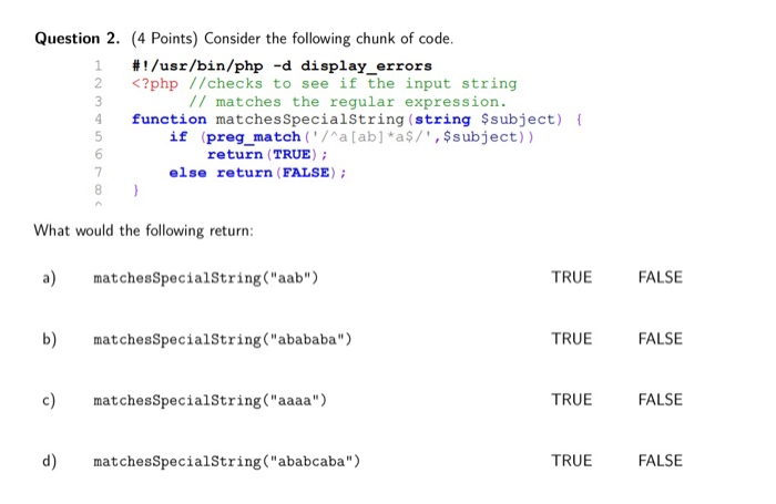 Solved Question 2. (4 Points) Consider the following chunk | Chegg.com