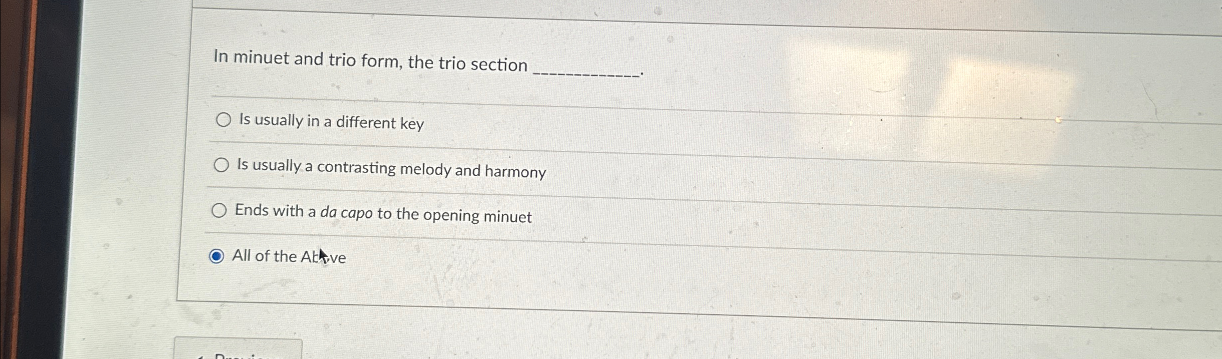 Solved In minuet and trio form, the trio section q,q, ﻿Is | Chegg.com