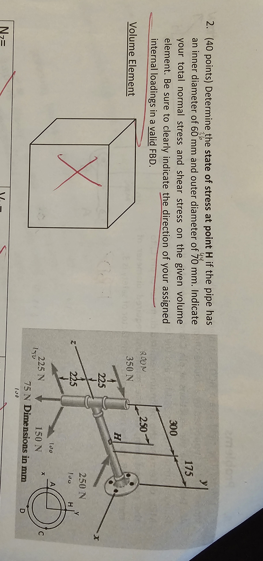 Solved ( 40 ﻿points) ﻿Determine the state of stress at point | Chegg.com