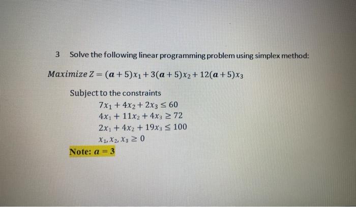 Solved 3 Solve the following linear programming problem | Chegg.com