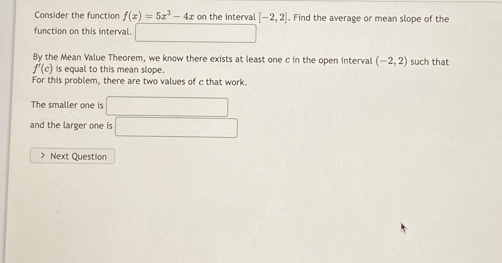 Solved Consider the function f(x)=5x3-4x ﻿on the interval | Chegg.com