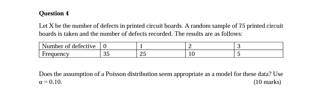 Solved Question 4 Let X be the number of defects in printed | Chegg.com