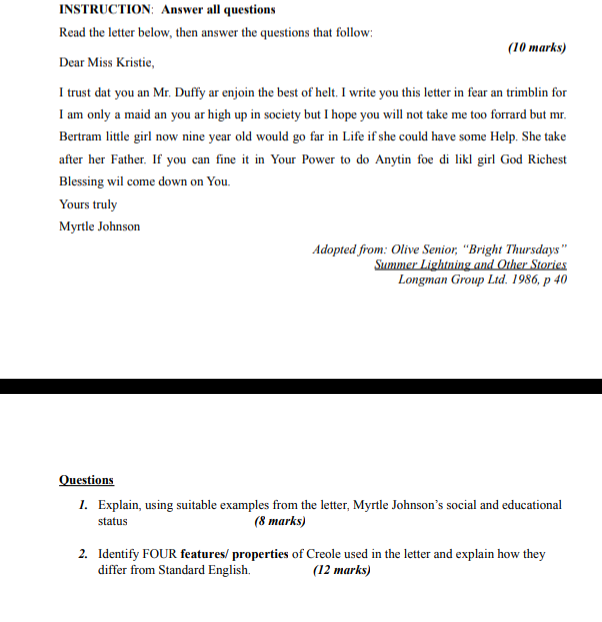 INSTRUCTION: Answer all questions Read the letter | Chegg.com