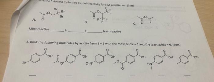 Solved A. B. OFFF C. Most reactive least reactive 3. Rank | Chegg.com