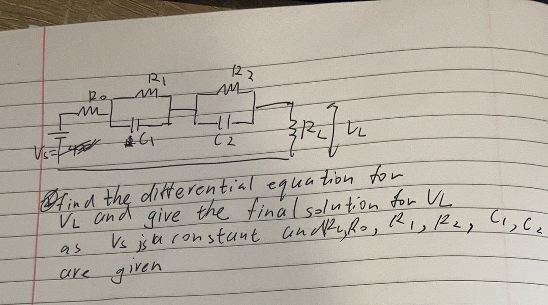 Solved Find the differential equation for VL ﻿in this | Chegg.com